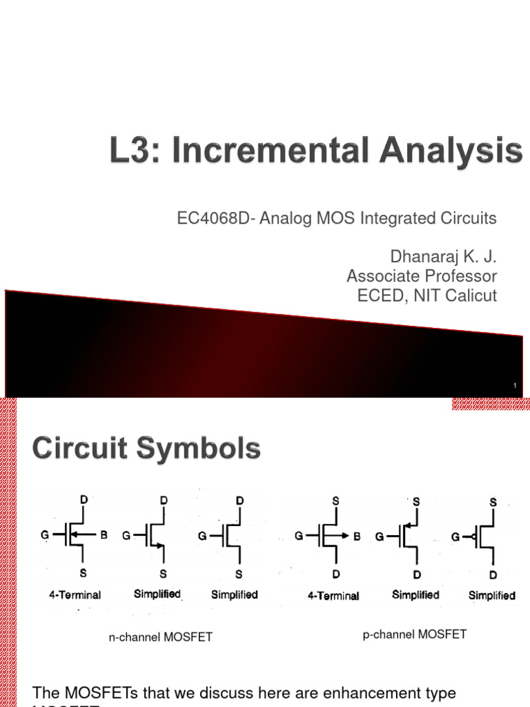 EC4068D-Analog MOS Integrated Circuits Dhanaraj K. J. Associate ...