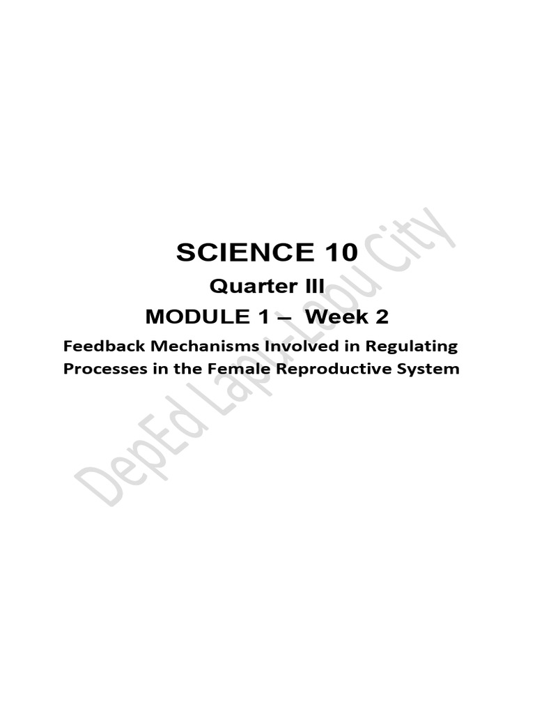 Science10 Q3 M1 W2 | PDF | Menstrual Cycle | Luteinizing Hormone