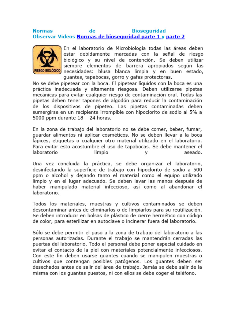 Bioseguridad Lab Microb | PDF | Laboratorios | Infección