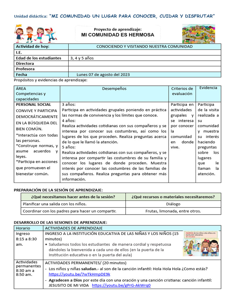 Conociendo Nuestra Comunidad Infantil | PDF