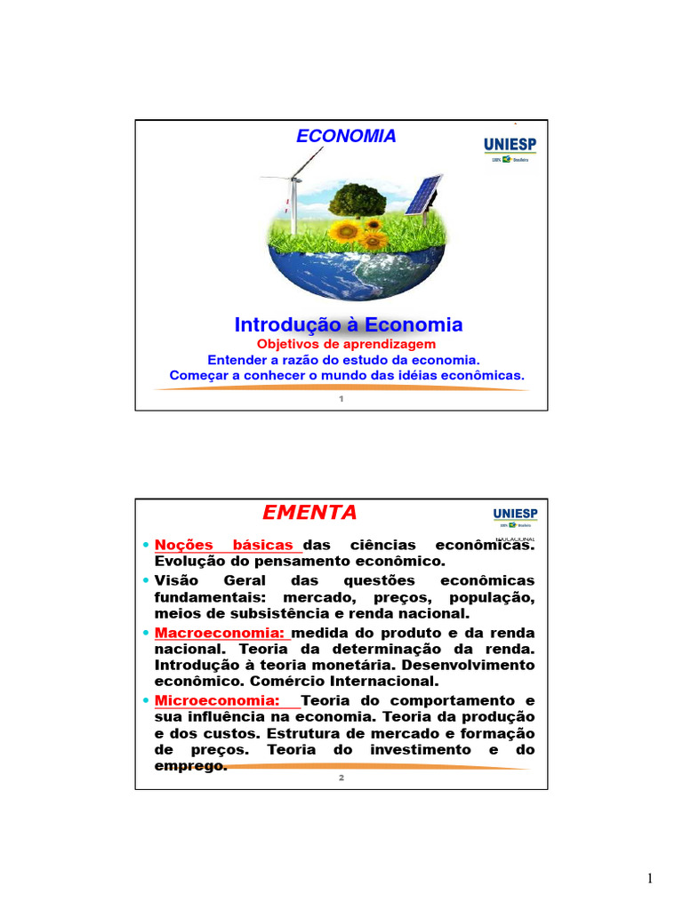 1º Slide - Introdução À Economia (Modo de Compatibilidade) | PDF ...