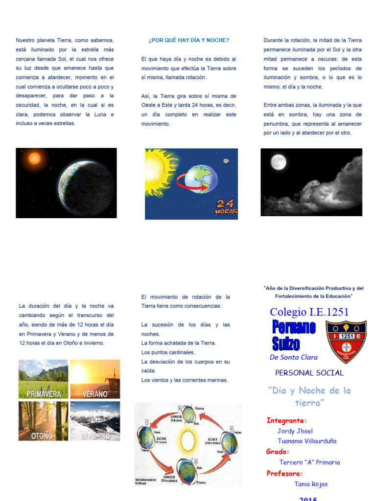 Triptico Dia y Noche de La Tierra | PDF | Noche | Tierra