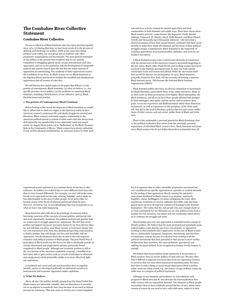3 - Combahee River Collective (1977) Statement | PDF