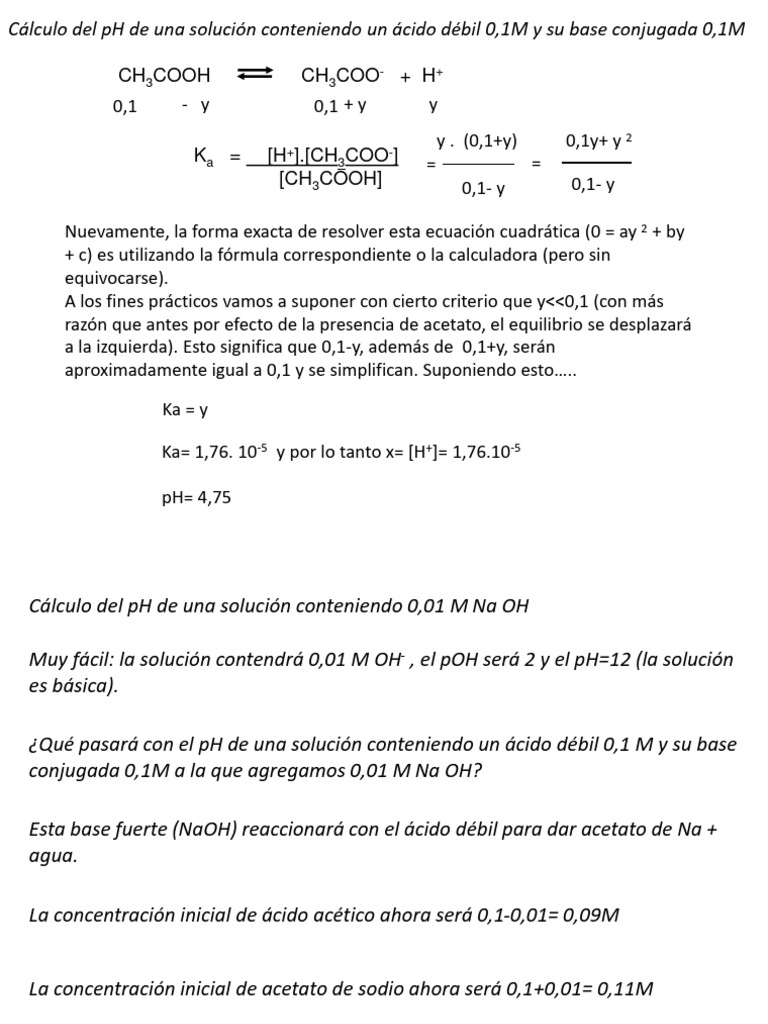 4) Calculo de PH en Una Mezcla Ácido Débil y Su Base Conjugada | PDF