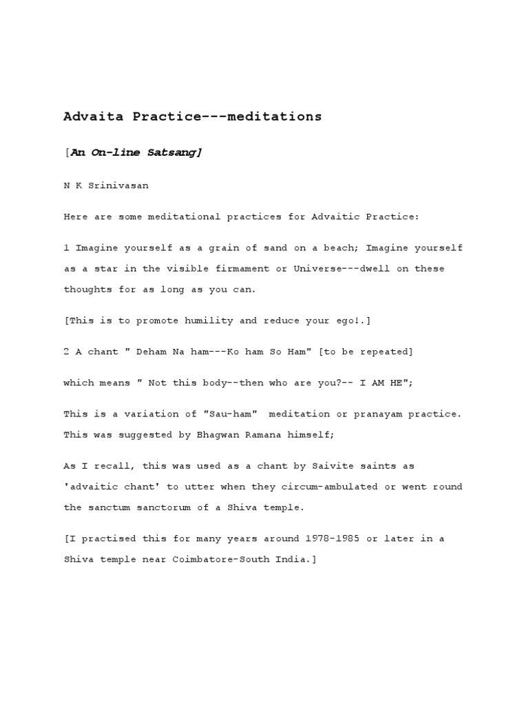 Lessons in Advaita - II - Advaita Practice | PDF | Brahman | Advaita ...