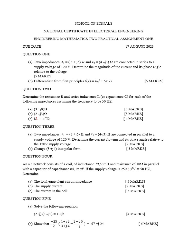 Maths Two Practical Assignment One | PDF | Electrical Impedance ...