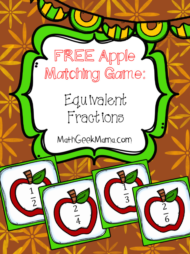 Apple Equivalent Fractions Matching Game | Download Free PDF | Software ...