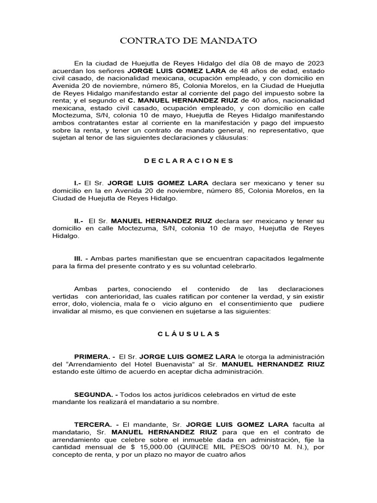 Contrato de Mandato | PDF