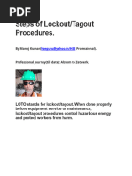 6 Steps of LOTO Safety Lockout Tagout Procedures | PDF | Safety ...
