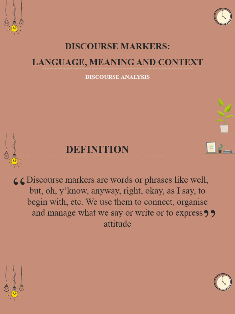Discourse Markers: Language, Meaning and Context | PDF
