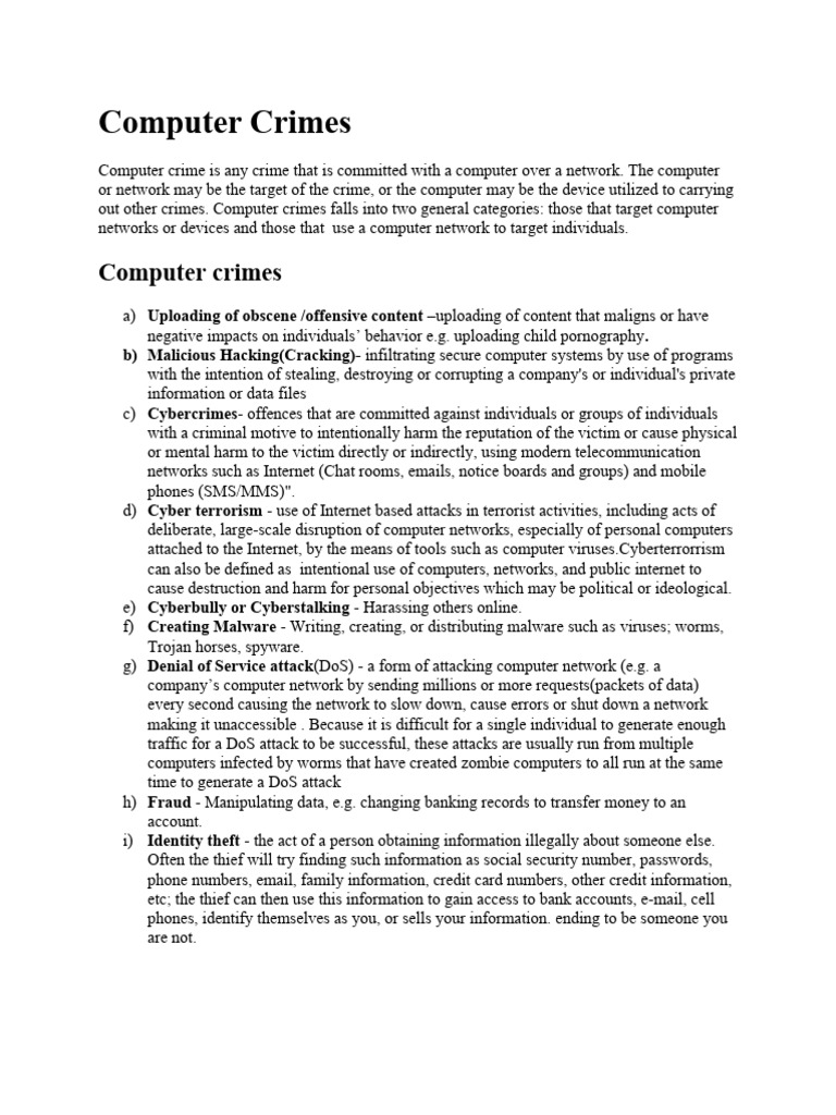 Computer Crimes Latest | PDF | Malware | Cybercrime