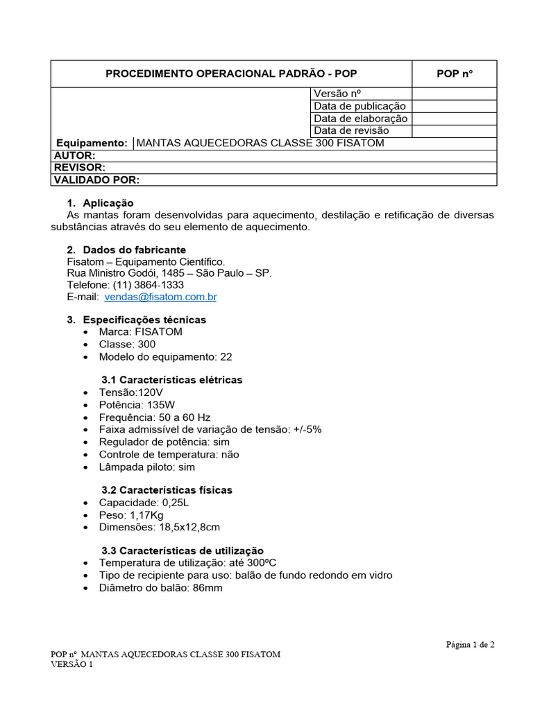 Pop 004 Mantas Aquecedoras Fisatom Mod 22 | PDF