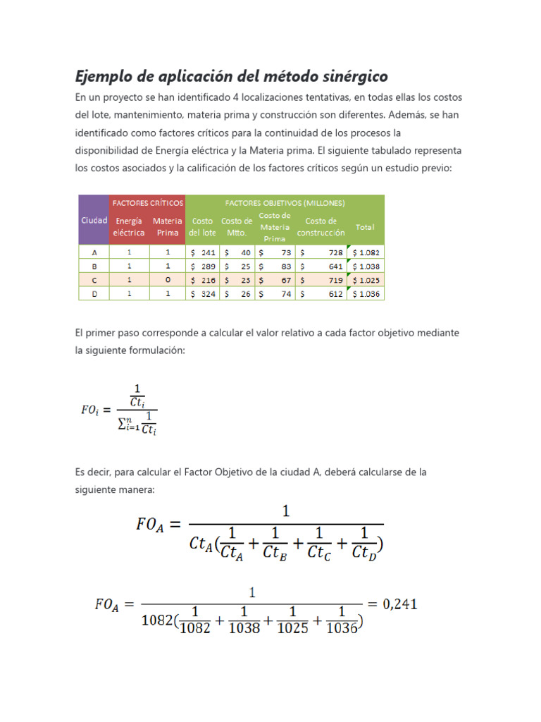 Ejemplo de Aplicación Del Método Sinérgico | PDF