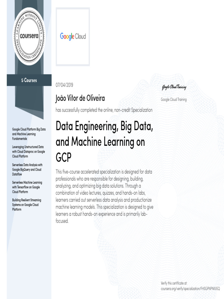 Data Enginnering, Big Data, and Machine Learning On GCP | PDF