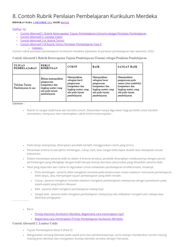 Rubrik Penilaian | PDF