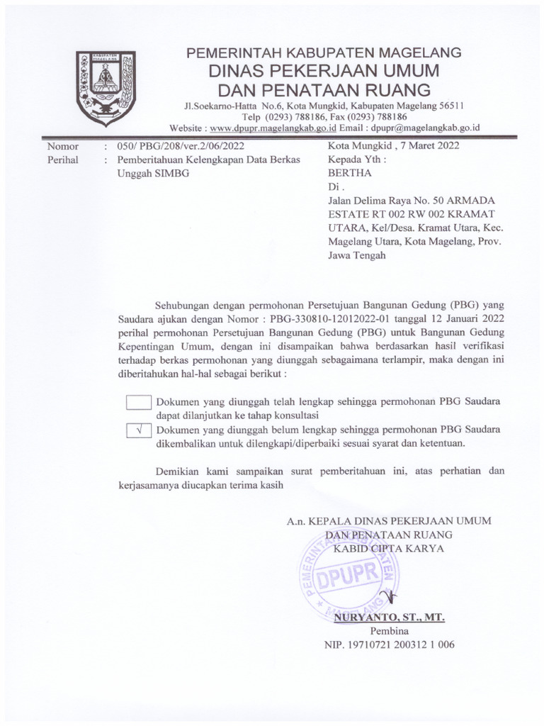 Kelengkapan Berkas PBG Rumah Makan | PDF