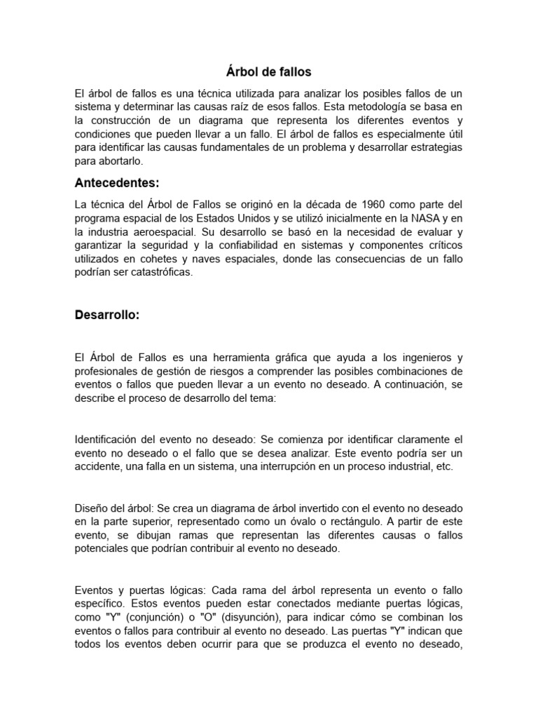Árbol de fallos | PDF | Evaluación de riesgos | Ingeniería de confiabilidad