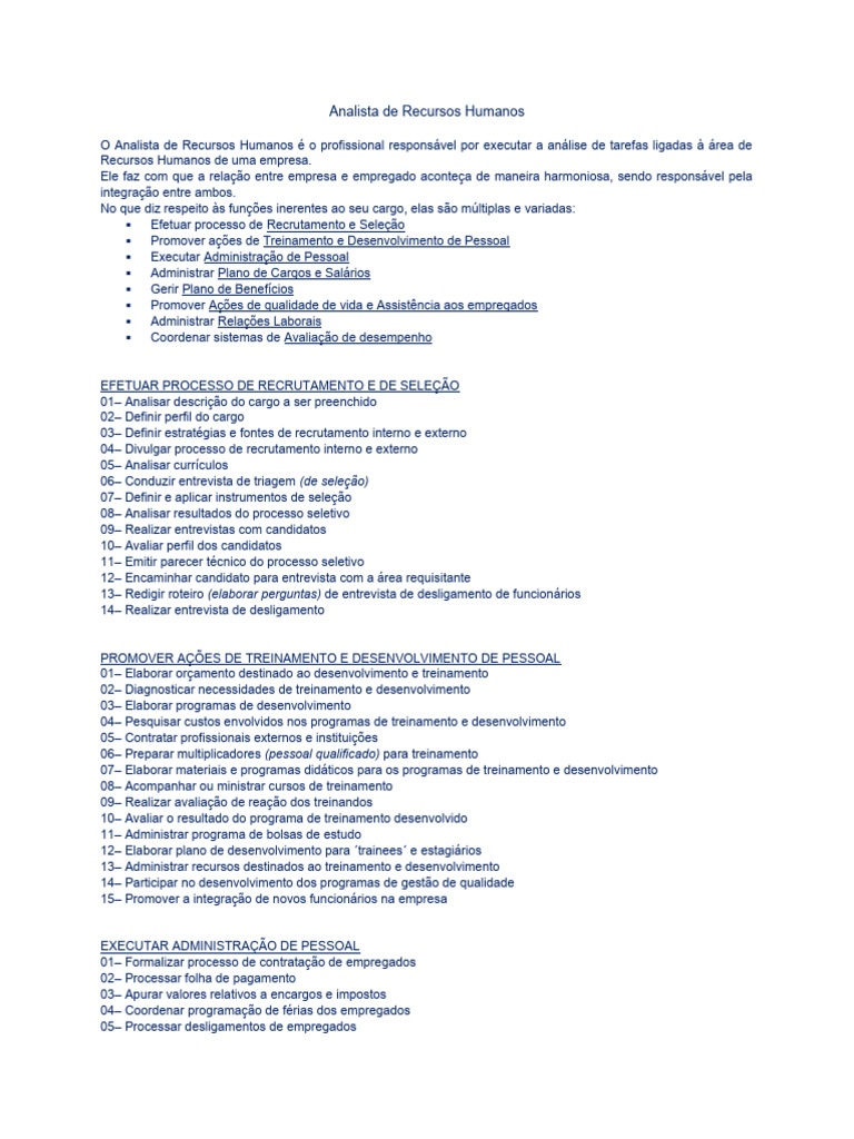 Analista de Recursos Humanos | PDF