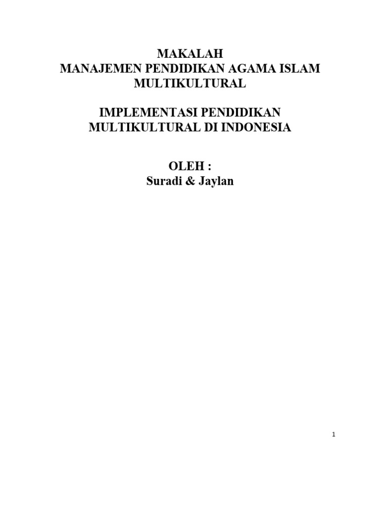 Makalah Manajemen Pendidikan Multikultural | PDF