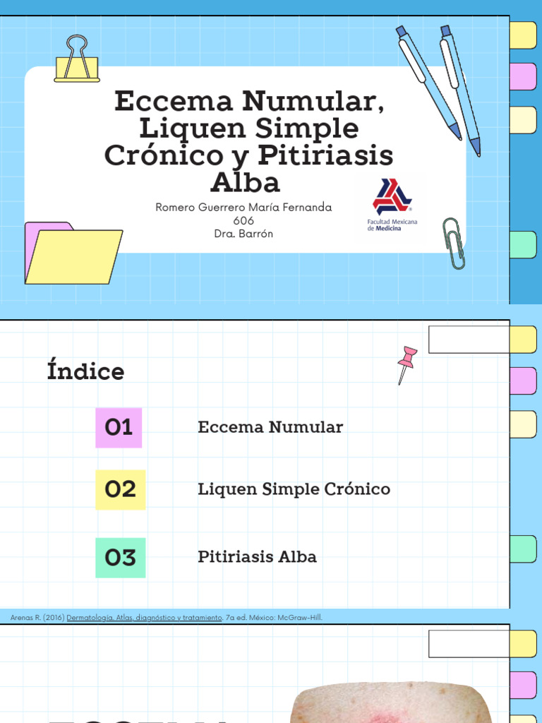 ECCEMA NUMULAR, LIQUEN SIMPLE CRÓNICO Y PITIRIASIS ALBA | PDF ...