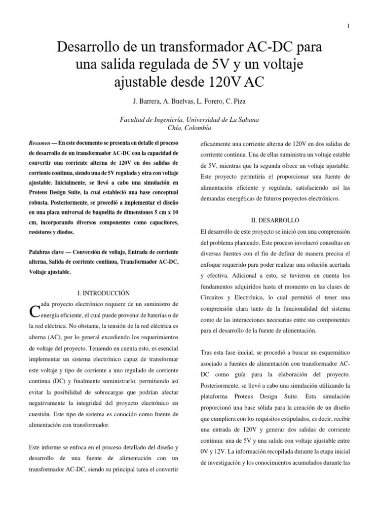 Desarrollo de Un Transformador AC-DC | PDF