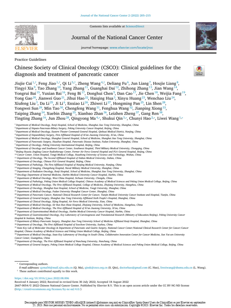 Chinese Society of Clinical Oncology (CSCO). Clinical guidelines for ...