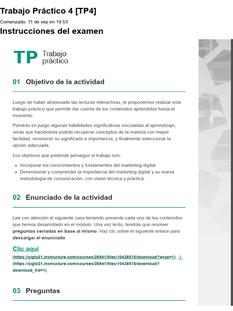 Examen - Trabajo Práctico 4 (TP4) 90% | PDF | Indicador de rendimiento | Marketing