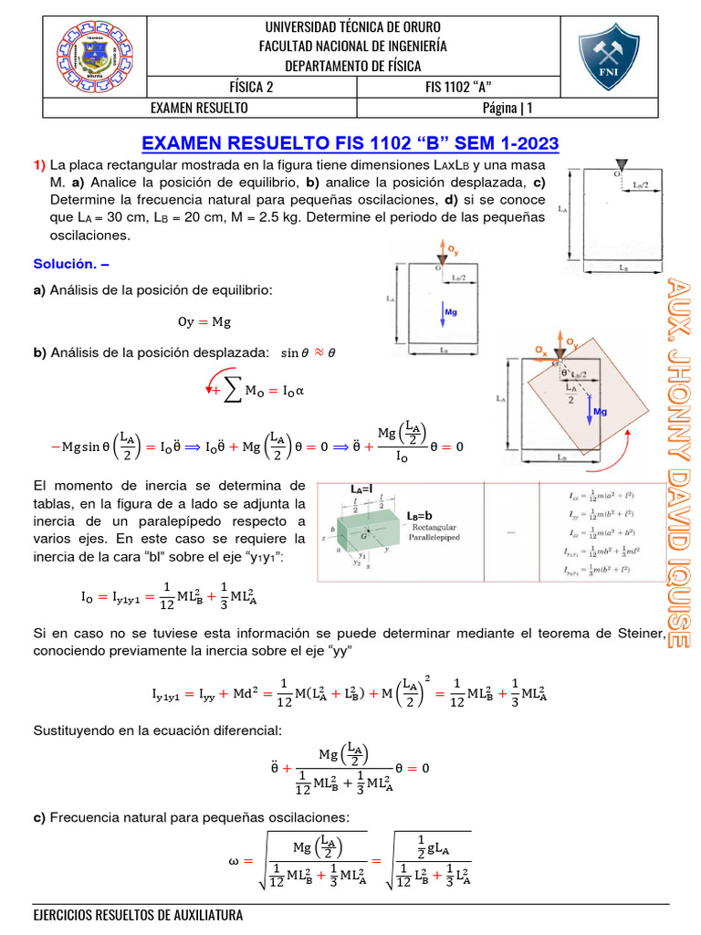 Examen Resuelto Fis 1102a Sem 1-2023 | PDF