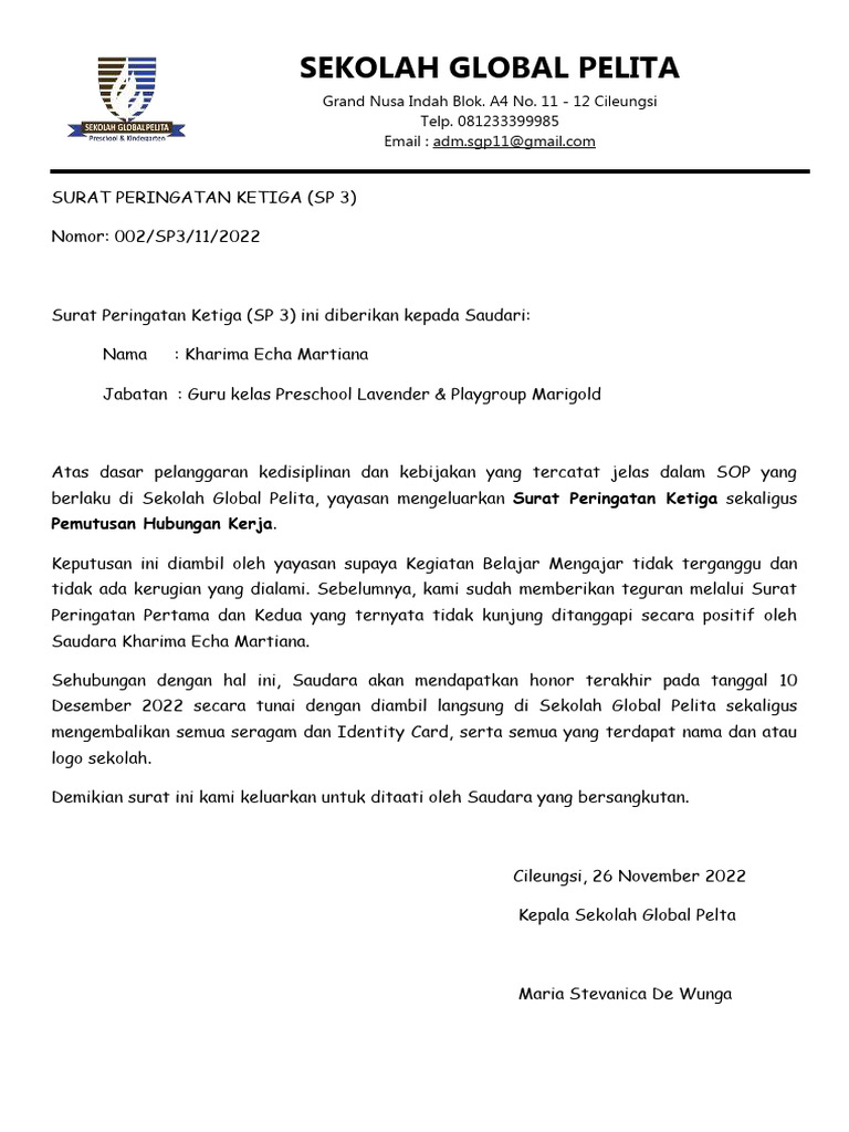Surat SP 3 Ms Echa | PDF