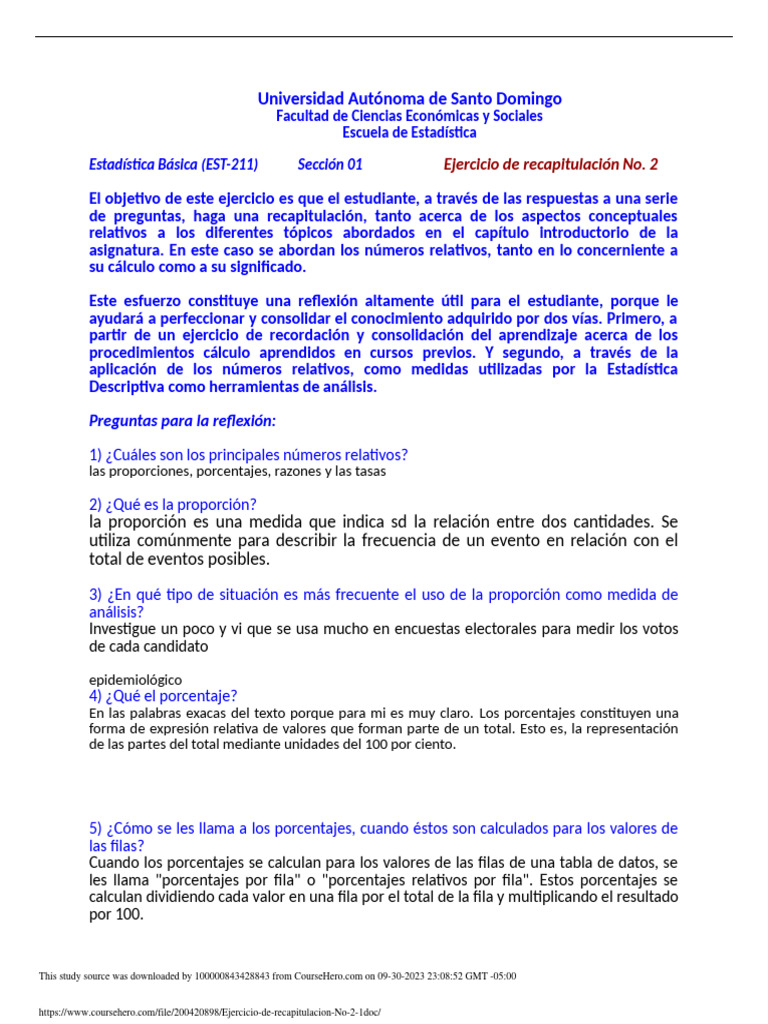 Ejercicio de Recapitulacion No. 2 1 | PDF