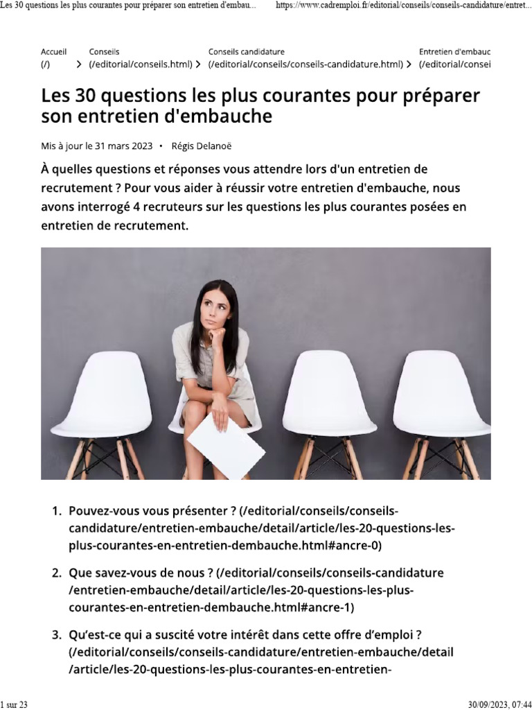 30 questions entretien embauche | PDF