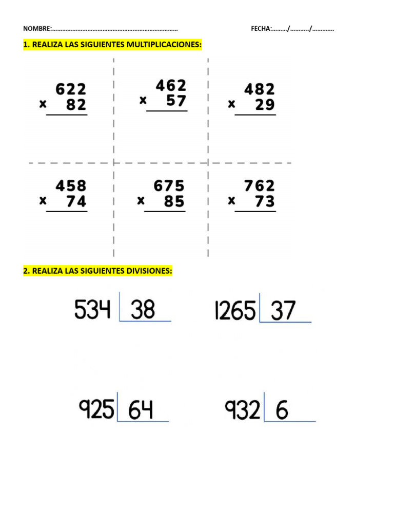 Multiplicacion y Division | PDF