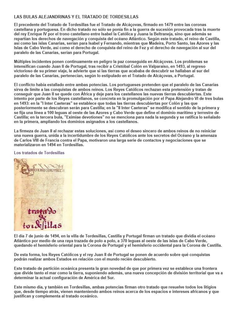 Las Bulas Alejandrinas y El Tratado de Tordesillas | PDF