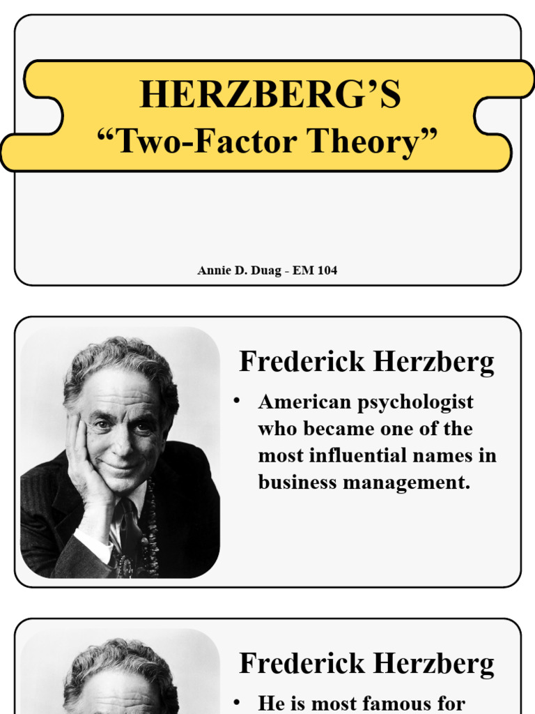 Herzberg's Motivation-Hygiene Theory - EM104 | PDF