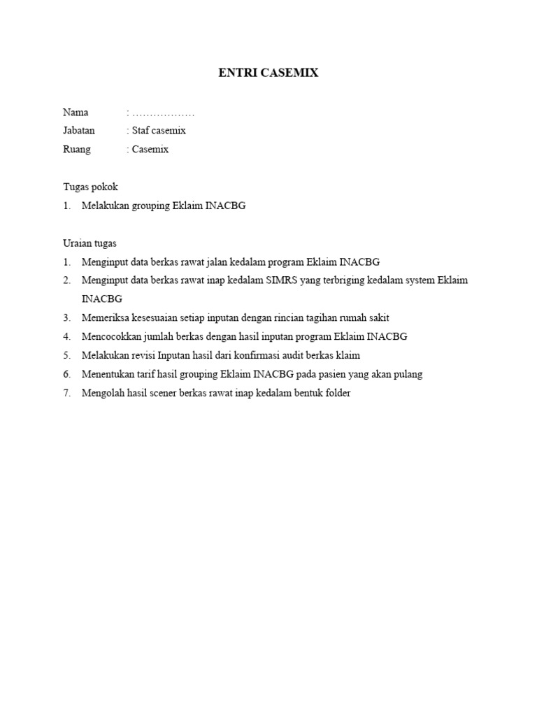 Entri Casemix | PDF