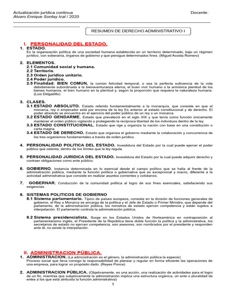 Resumen Derech Admistivo1nv20 | PDF