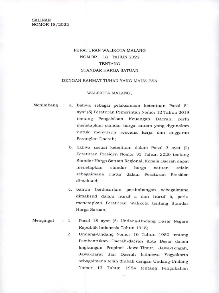 Perwal SHS Nomor 18 Tahun 2022 Tentang SHS | PDF