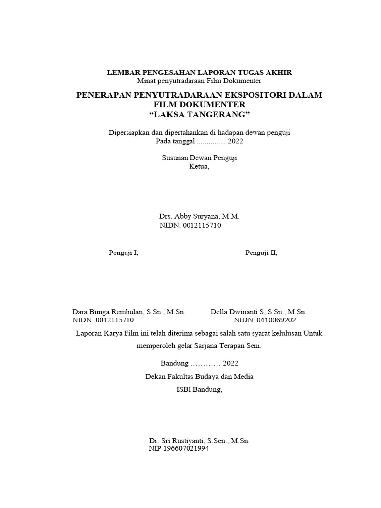 Lembar Pengesahan Laporan Tugas Akhir TTD | PDF