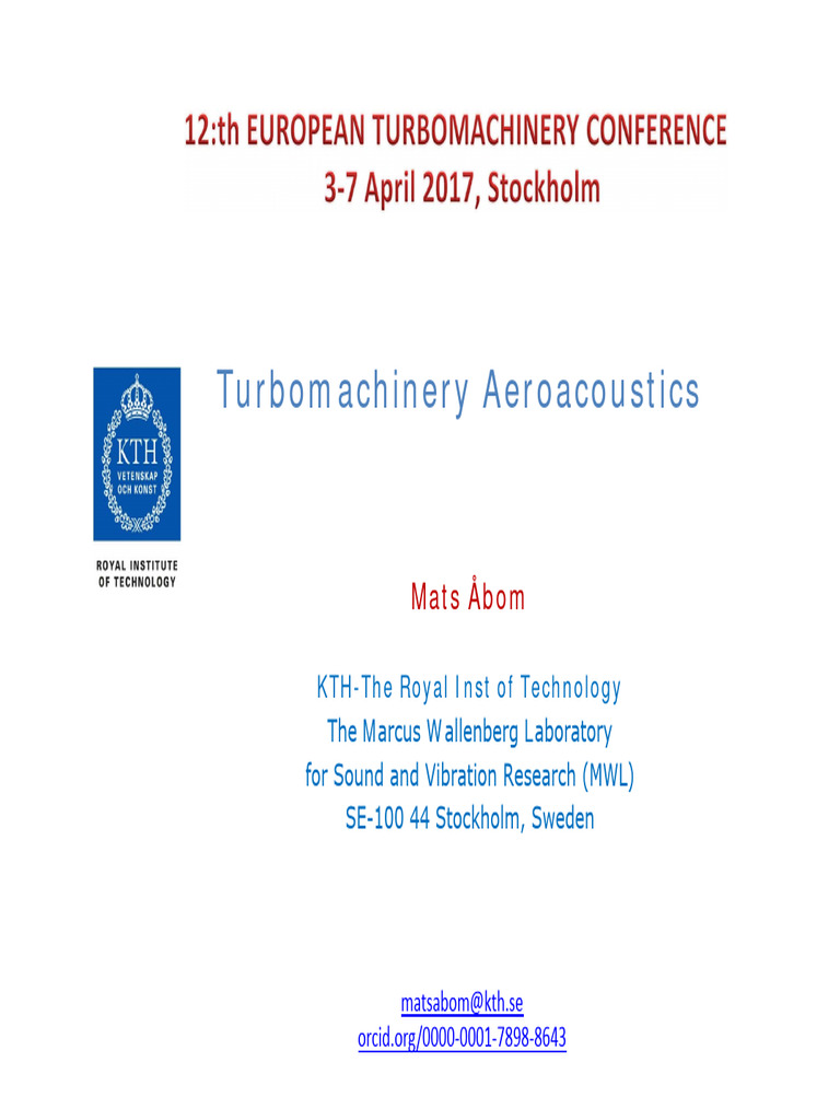Turbomachinery Aeroacoustics | PDF