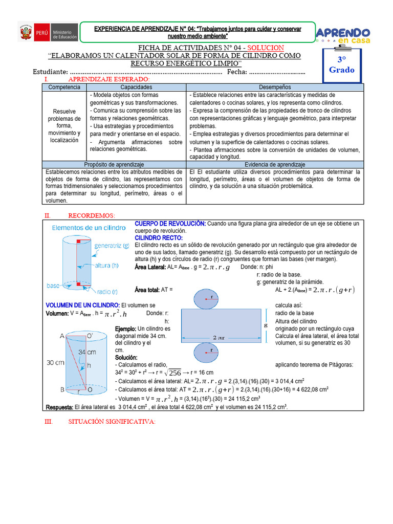 Solucion Ficha 4 - 3ero - Exp 4 | PDF