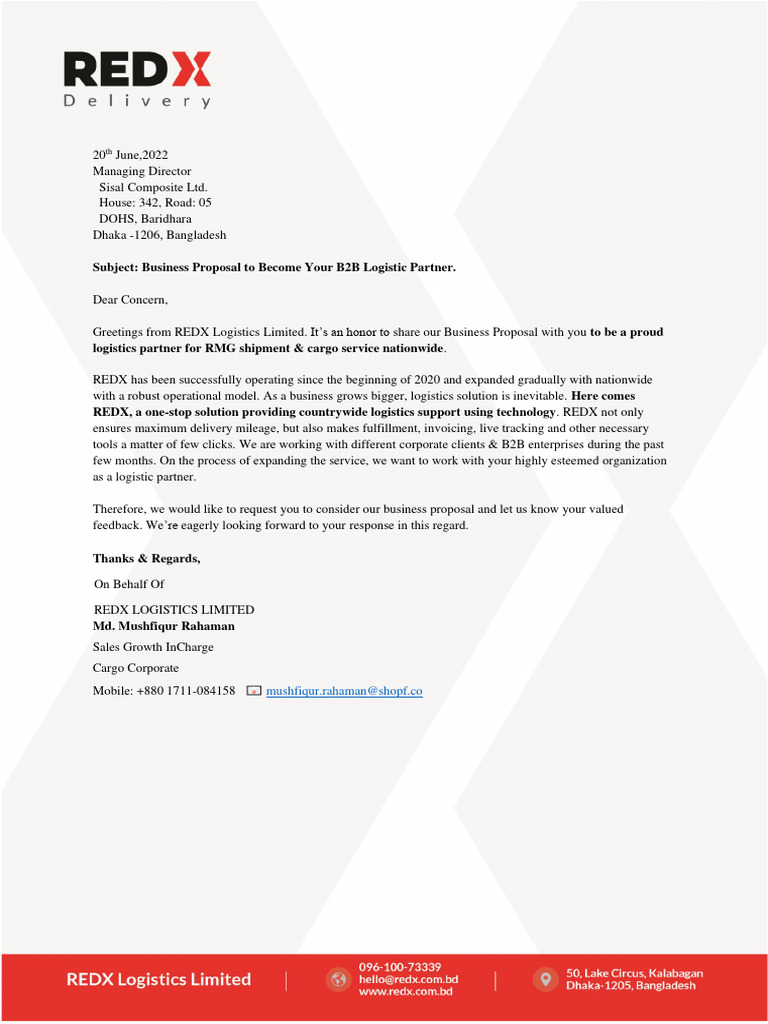 REDX Proposal for Sisal Apparel Ltd. | PDF