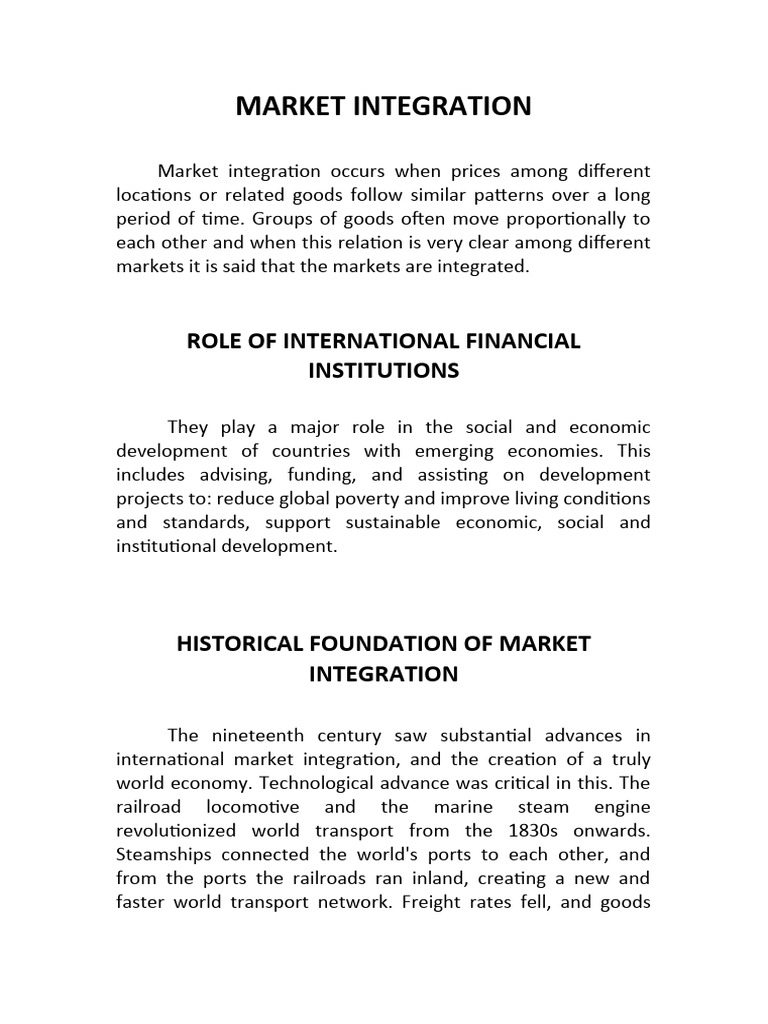 Market Integration | PDF | Inflation | Supply (Economics)