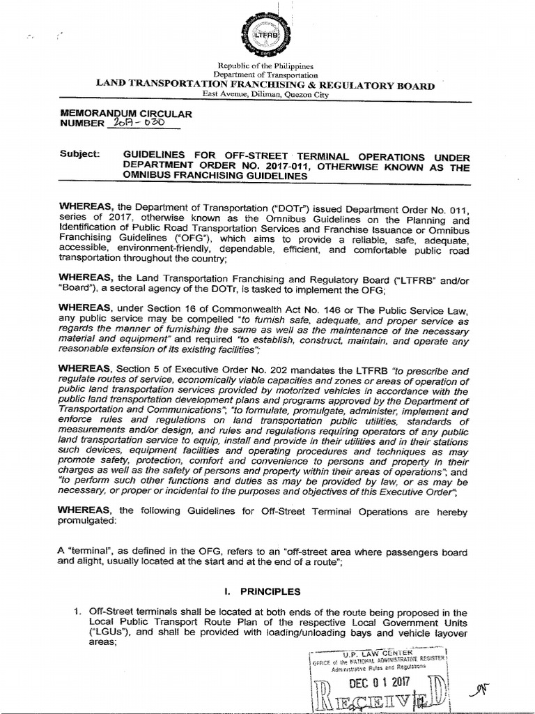 LTFRB MC 2017-030 | PDF