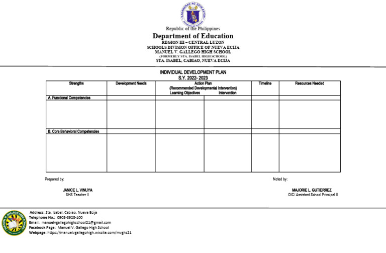 Individual DEVELOPMENT PLAN 2022 2023 | PDF