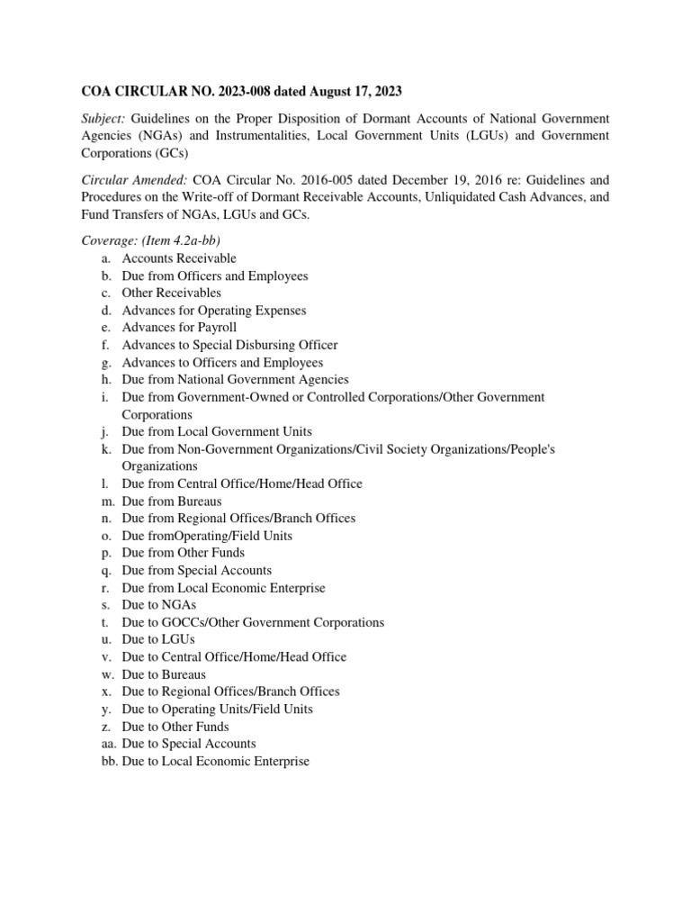 COA CIRCULAR NO. 2023-008_Digested | PDF
