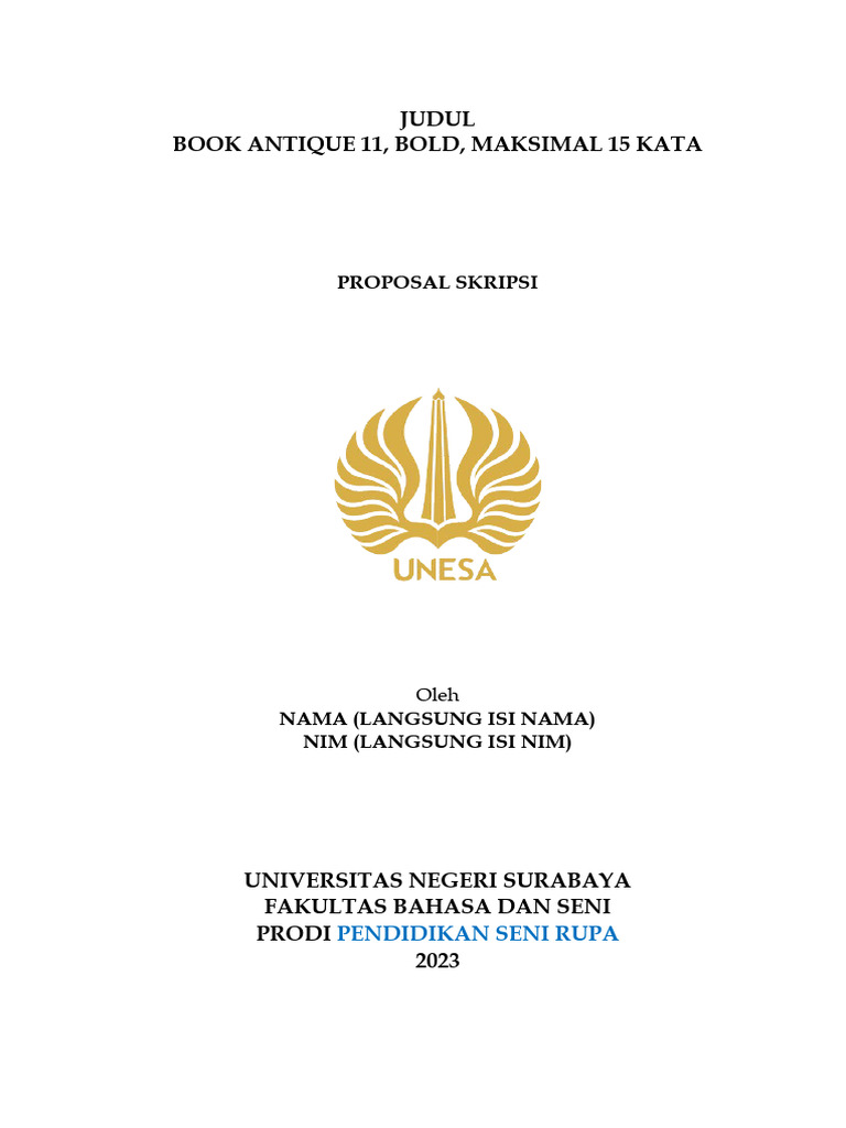 TEMPLATE BAGIAN DEPAN PROPOSAL SKRIPSI. 13 Februari 2023 | PDF