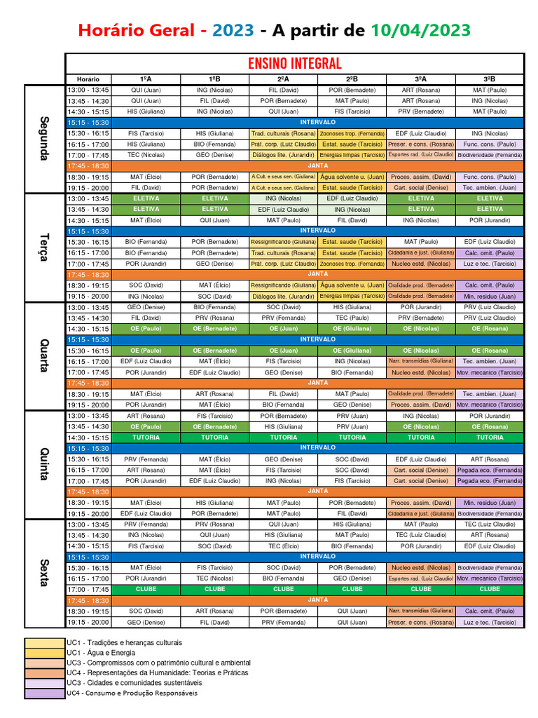 Horário Geral - PEI | PDF