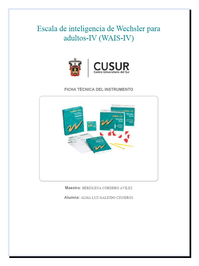 Escala de Inteligencia de Wechsler para Adultos | PDF