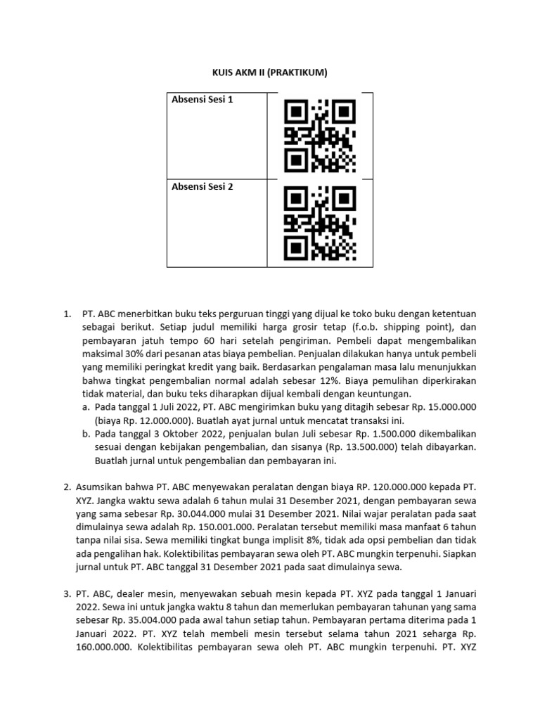 Soal Kuis Akm II (Praktikum) | PDF