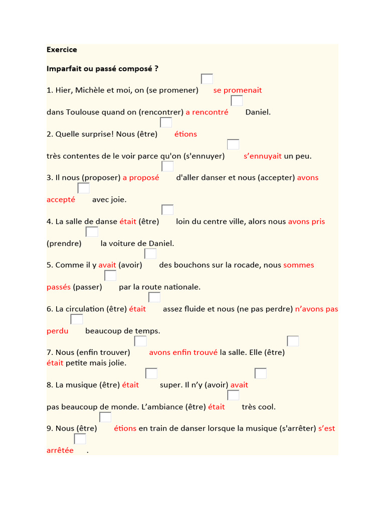 Exercice PC Imparfait | PDF